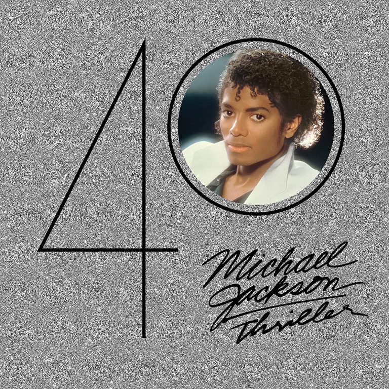 Silver album slip sleeve with original artwork revealed - Thriller 40